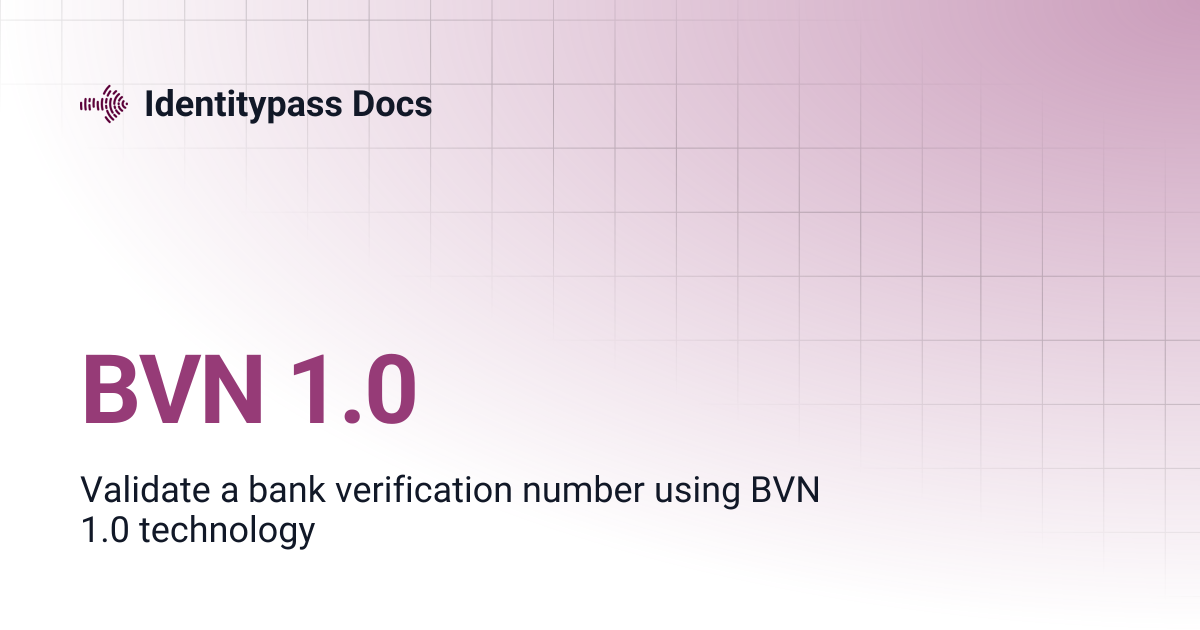 BVN 1.0 | V1 | Identitypass Docs