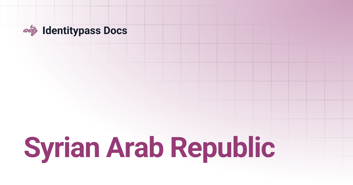 Syrian Arab Republic | Identitypass Docs
