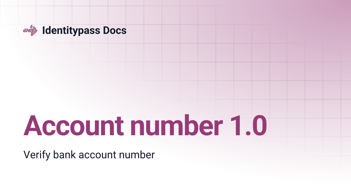 Account number 1.0 | Identitypass Docs